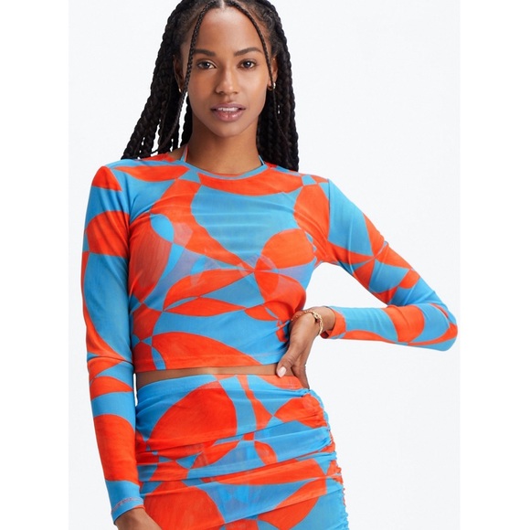 Fabletics | Swim | Fabletics Marie Mesh Floral Long Sleeve Sheer Top In ...